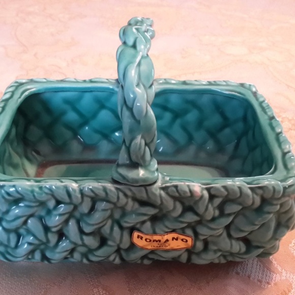 Vintage | Accents | Vintage Blue Romano Inarco Basket Planter Vase ...